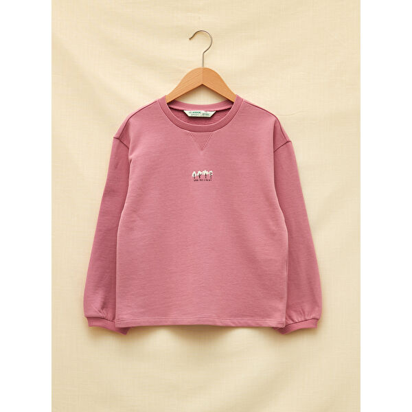 Bisiklet Yaka Baskılı Uzun Kollu Organik Pamuklu Kız Çocuk Sweatshirt Bisiklet Yaka Baskılı Uzun Kollu Organik Pamuklu Kız Çocuk Sweatshirt