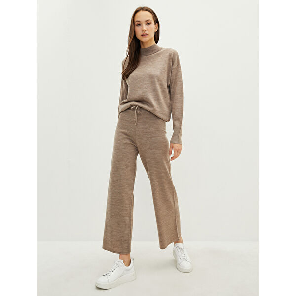 Beli Lastikli Bağlama Detaylı Kadın Triko Pantolon Beli Lastikli Bağlama Detaylı Kadın Triko Pantolon