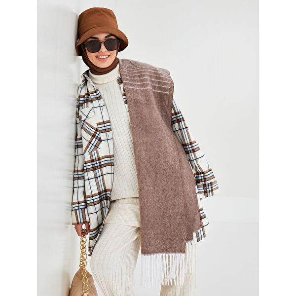 Gömlek Yaka Ekose Uzun Kollu Oversize Gabardin Kumaş Kadın Tunik Gömlek Yaka Ekose Uzun Kollu Oversize Gabardin Kumaş Kadın Tunik