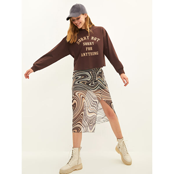 LCW CASUAL Beli Lastikli Desenli Büzgü Detaylı Kadın Etek LCW CASUAL Beli Lastikli Desenli Büzgü Detaylı Kadın Etek