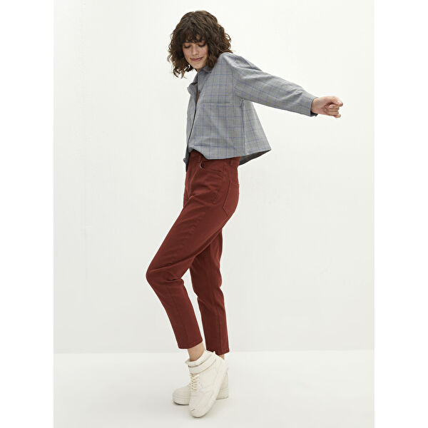 Yüksek Bel Slim Fit Düz Cep Detaylı Kadın Jean Pantolon