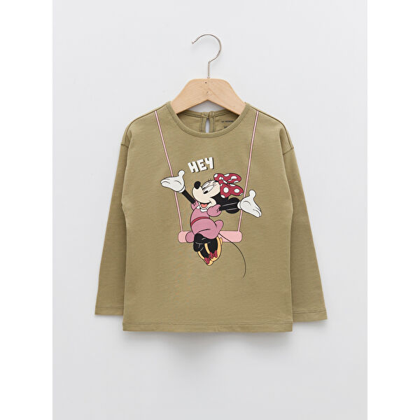 Bisiklet Yaka Uzun Kollu Minnie Mouse Baskılı Pamuklu Kız Bebek Tişört Bisiklet Yaka Uzun Kollu Minnie Mouse Baskılı Pamuklu Kız Bebek Tişört