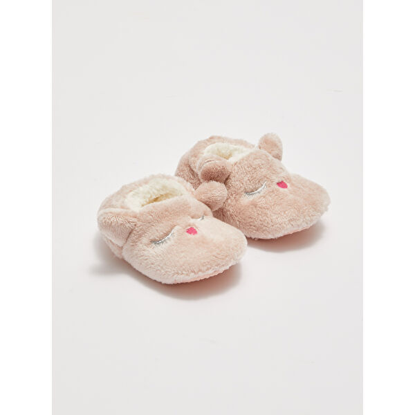 Nakış Detaylı Pelüş Kız Bebek Yürüme Öncesi Ev Patiği