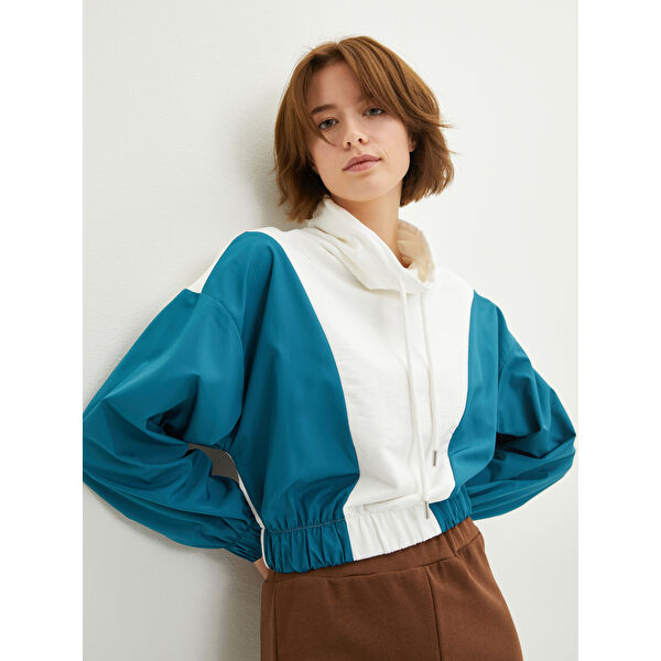 Keşiş Yaka Renk Bloklu Uzun Kollu Kadın Sweatshirt Keşiş Yaka Renk Bloklu Uzun Kollu Kadın Sweatshirt