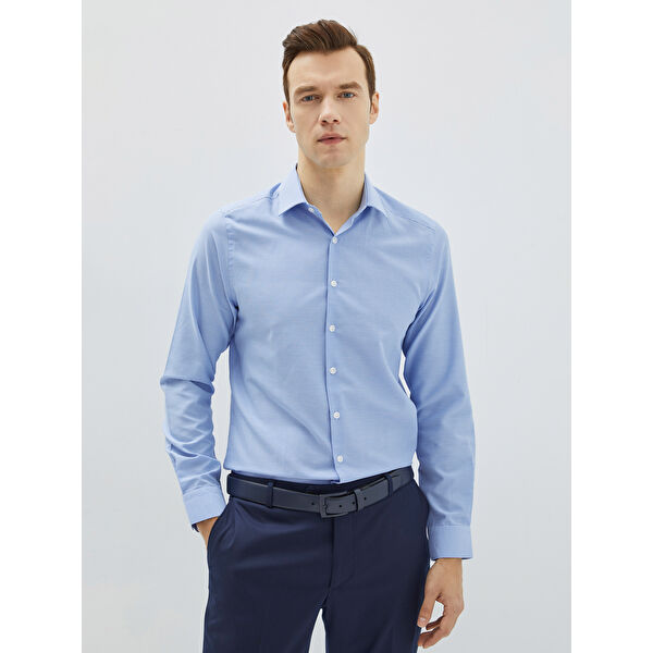 Slim Fit Uzun Kollu Gabardin Erkek Gömlek