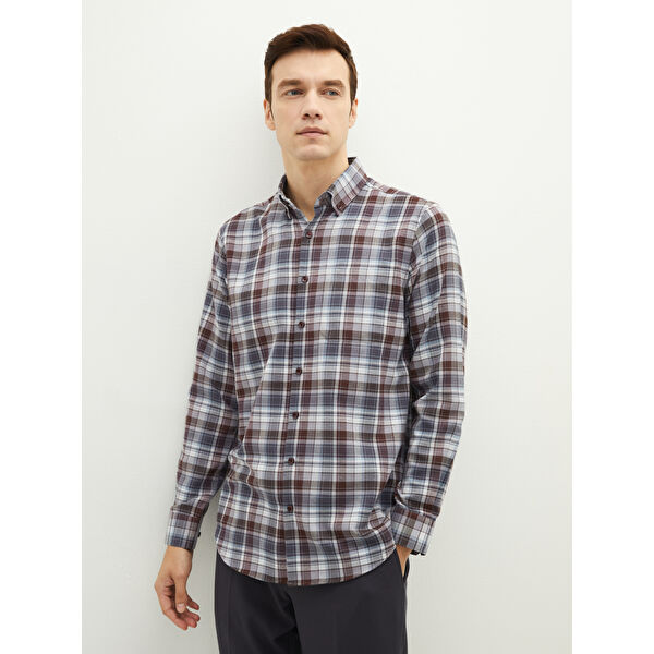 Regular Fit Uzun Kollu Ekose Gabardin Gömlek Regular Fit Uzun Kollu Ekose Gabardin Gömlek