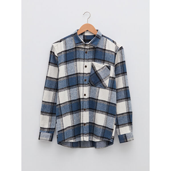 Regular Fit Uzun Kollu Ekose Gabardin Erkek Gömlek Ceket Regular Fit Uzun Kollu Ekose Gabardin Erkek Gömlek Ceket