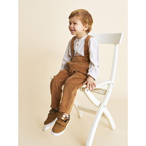 Hakim Yaka Uzun Kollu Erkek Bebek Gömlek ve Salopet 2'li Takım