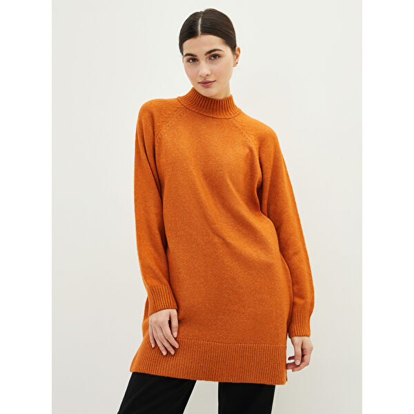 Yarım Balıkçı Yaka Uzun Kollu Kadın Triko Tunik