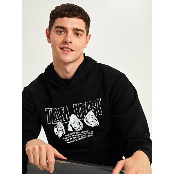 XSIDE Kapüşonlu Uzun Kollu La Casa De Papel Baskılı Erkek Sweatshirt