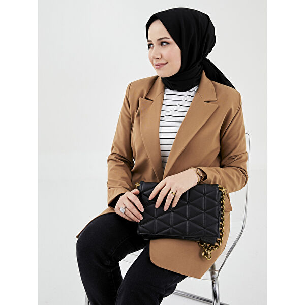 Deri Görünümlü Zincir Askılı Kapitone Kadın Kol Çantası