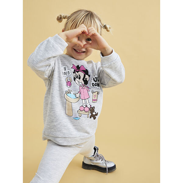 Bisiklet Yaka Uzun Kollu Nostaljik Maymun Baskılı Kız Bebek Sweatshirt Bisiklet Yaka Uzun Kollu Nostaljik Maymun Baskılı Kız Bebek Sweatshirt