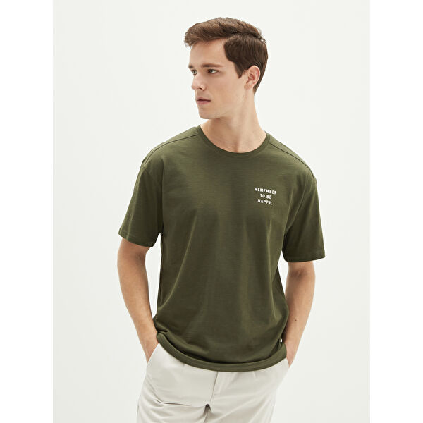 LCW CLASSIC Oversize Bisiklet Yaka Kısa Kollu Baskılı Penye Erkek Tişört