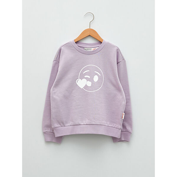Bisiklet Yaka Emoji Baskılı Uzun Kollu Kız Çocuk Sweatshirt Bisiklet Yaka Emoji Baskılı Uzun Kollu Kız Çocuk Sweatshirt