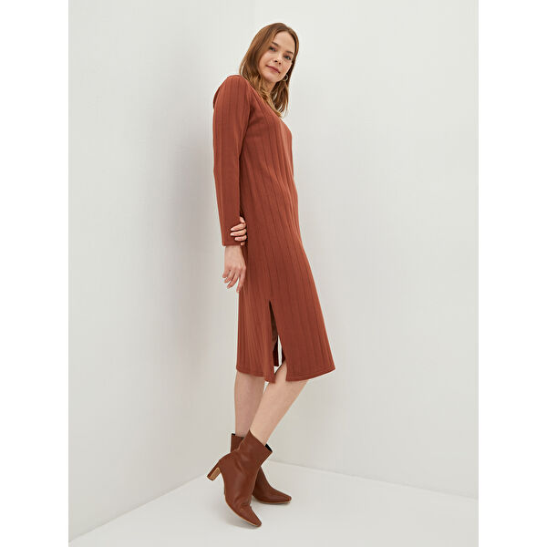 Polo Yaka Düz Uzun Kollu Kadın Triko Elbise Polo Yaka Düz Uzun Kollu Kadın Triko Elbise