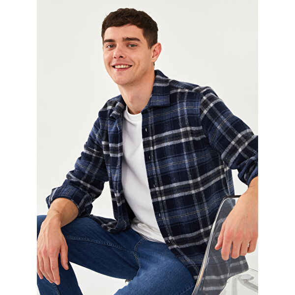 Standart Fit Ekose Erkek Gömlek Ceket