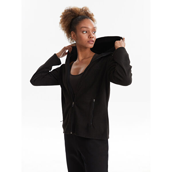 Kapüşonlu Nakışlı Uzun Kollu Kadın Outdoor Hırka