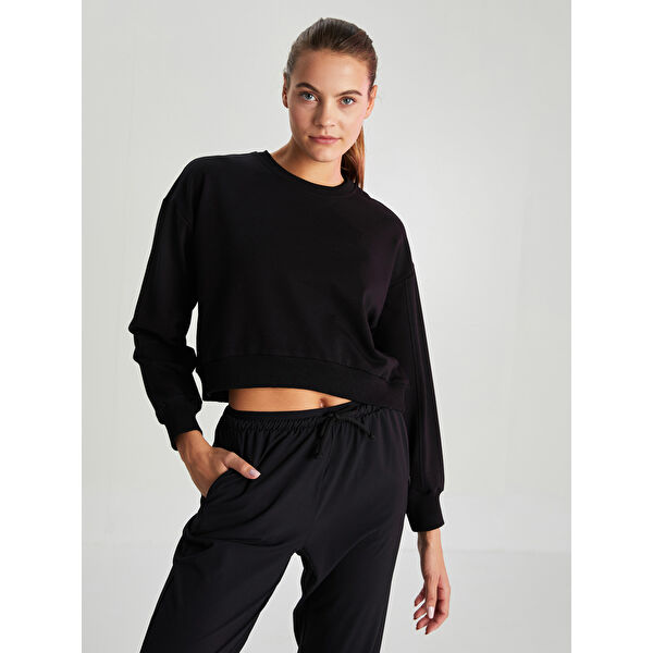 Bisiklet Yaka Düz Uzun Kollu Kadın Outdoor Sweatshirt