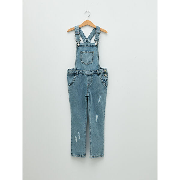 Kare Yaka Basic Askılı Kız Çocuk Jean Salopet Kare Yaka Basic Askılı Kız Çocuk Jean Salopet
