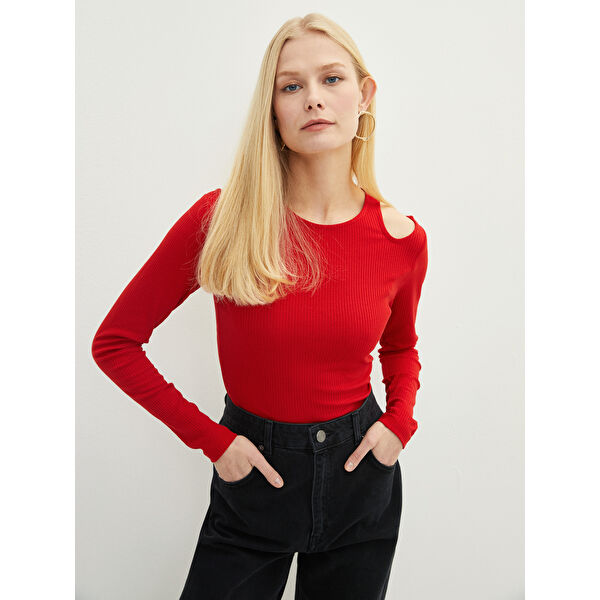 Bisiklet Yaka DÜz Uzun Kollu Kaşkorse Kumaş Kadın Tişört Bisiklet Yaka DÜz Uzun Kollu Kaşkorse Kumaş Kadın Tişört