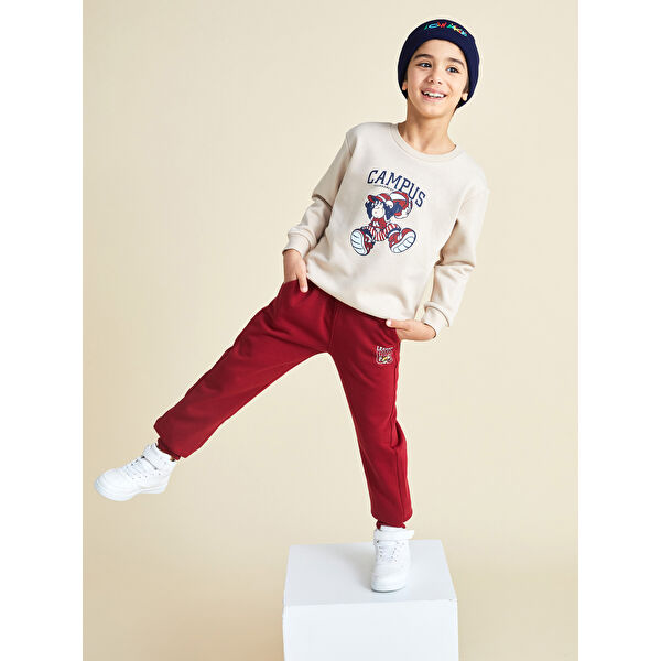 Beli Lastikli Nostaljik Maymun Baskılı Erkek Çocuk Jogger Eşofman Altı