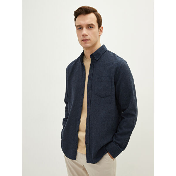 Regular Fit Uzun Kollu Armürlü Erkek Gömlek