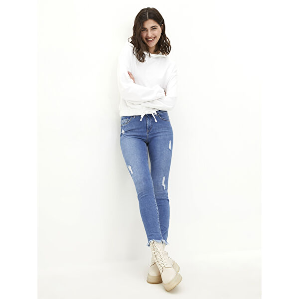 Normal Bel Skinny Fit Cep Detaylı Rodeo Kadın Jean Pantolon Normal Bel Skinny Fit Cep Detaylı Rodeo Kadın Jean Pantolon