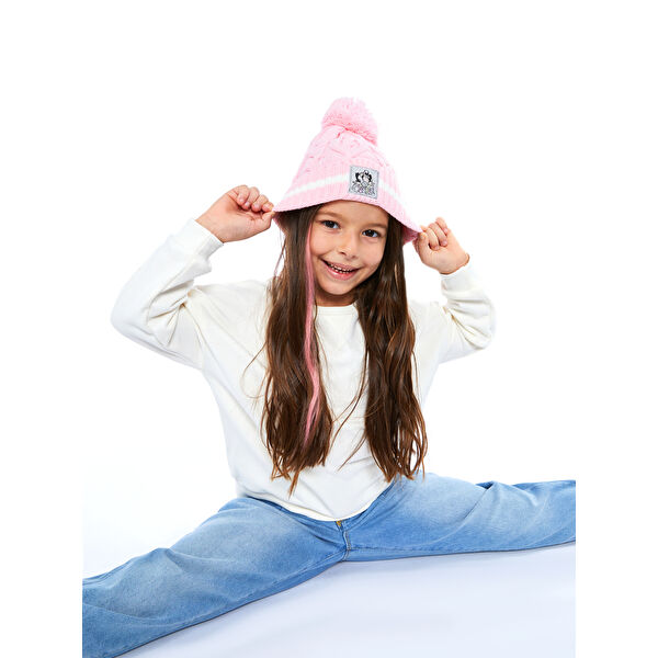 Kız Çocuk Nostaljik Maymun Nakışlı Triko Bere