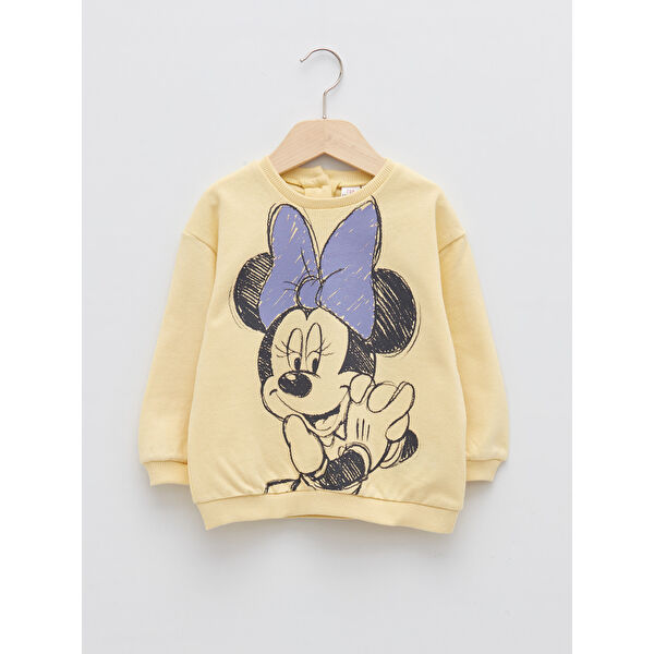 Bisiklet Yaka Uzun Kollu Minnie Mouse Baskılı Pamuklu Kız Bebek Sweatshirt Bisiklet Yaka Uzun Kollu Minnie Mouse Baskılı Pamuklu Kız Bebek Sweatshirt