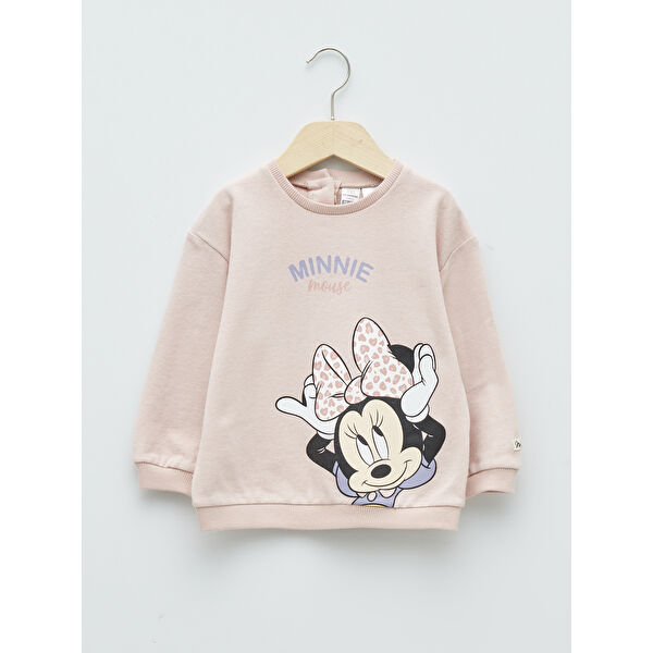 Bisiklet Yaka Uzun Kollu Minnie Mouse Baskılı Pamuklu Kız Bebek Sweatshirt Bisiklet Yaka Uzun Kollu Minnie Mouse Baskılı Pamuklu Kız Bebek Sweatshirt