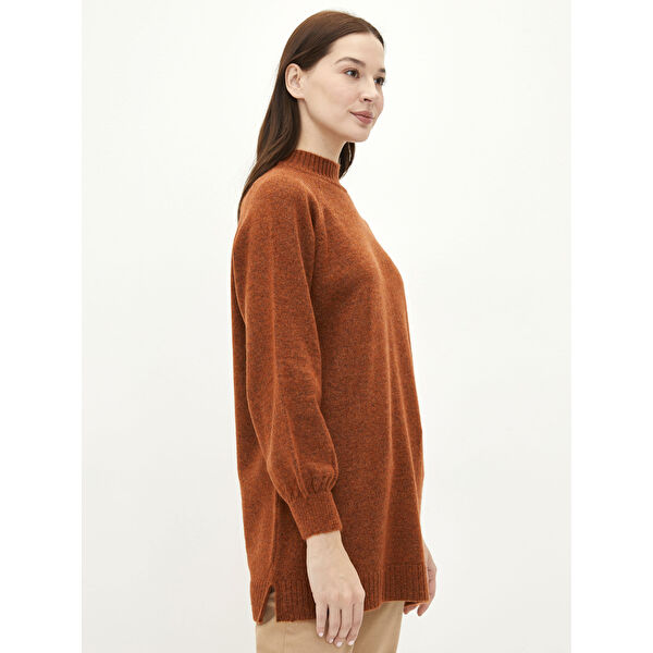 Yarım Balıkçı Yaka Düz Uzun Kollu Oversize Kadın Triko Tunik Yarım Balıkçı Yaka Düz Uzun Kollu Oversize Kadın Triko Tunik