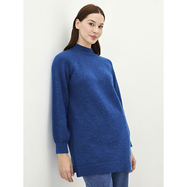 Yarım Balıkçı Yaka Düz Uzun Kollu Oversize Kadın Triko Tunik Yarım Balıkçı Yaka Düz Uzun Kollu Oversize Kadın Triko Tunik