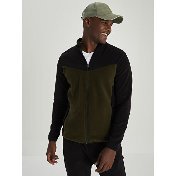 Standart Kalıp Dik Yaka Polar Erkek Spor Hırka