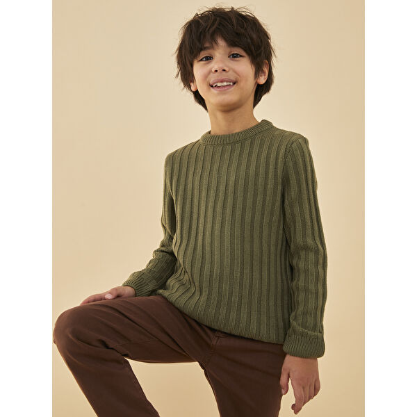 Bisiklet Yaka Basic Uzun Kollu Erkek Çocuk Triko Kazak