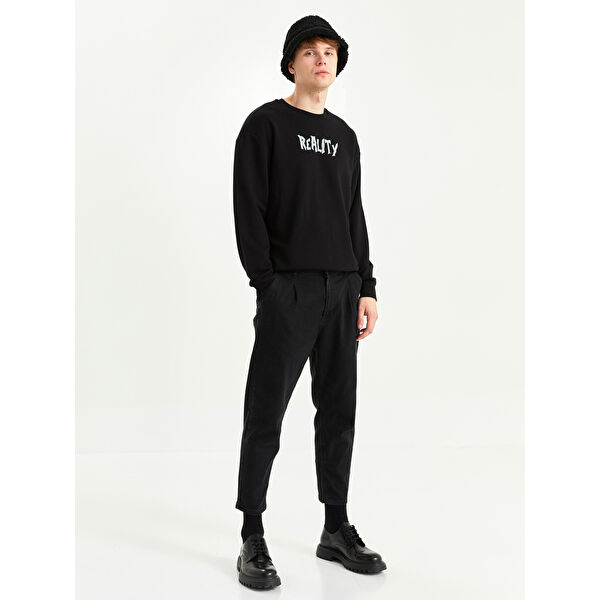 Oversize Bisiklet Yaka Uzun Kollu Baskılı Erkek Sweatshirt Oversize Bisiklet Yaka Uzun Kollu Baskılı Erkek Sweatshirt
