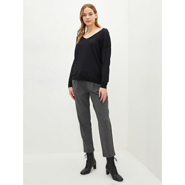 Beli Lastikli Rahat Kalıp Cep Detaylı Kadın Pantolon Beli Lastikli Rahat Kalıp Cep Detaylı Kadın Pantolon