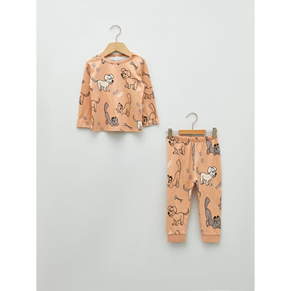 Bisiklet Yaka Uzun Kollu Baskılı Erkek Bebek Pijama Takımı 2'li