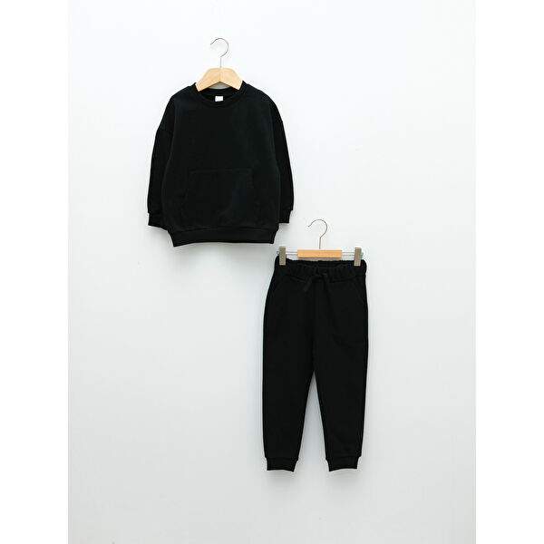 Bisiklet Yaka Uzun Kollu Erkek Bebek Sweatshirt ve Pantolon 2'li Takım