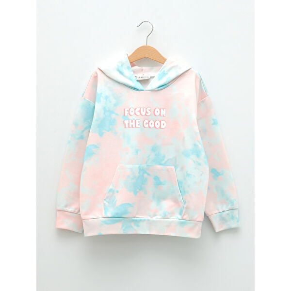 Kapüşonlu Batik Desenli Uzun Kollu Kız Çocuk Sweatshirt Kapüşonlu Batik Desenli Uzun Kollu Kız Çocuk Sweatshirt