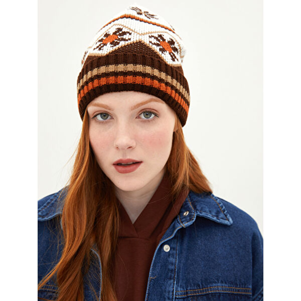 Desenli Kadın Triko Bere Desenli Kadın Triko Bere