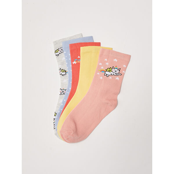 Desenli Kız Çocuk Soket Çorap 5'li