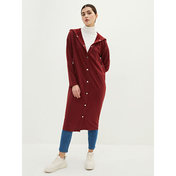 Kapüşonlu Düz Uzun Kollu Oversize Kadın Spor Hırka Kapüşonlu Düz Uzun Kollu Oversize Kadın Spor Hırka