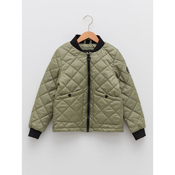 Kolej Yaka Kapitone Desenli Erkek Çocuk Mont