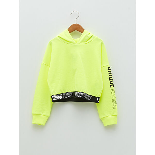 Kapüşonlu Yazı Baskılı Uzun Kollu Kız Çocuk Sweatshirt Kapüşonlu Yazı Baskılı Uzun Kollu Kız Çocuk Sweatshirt