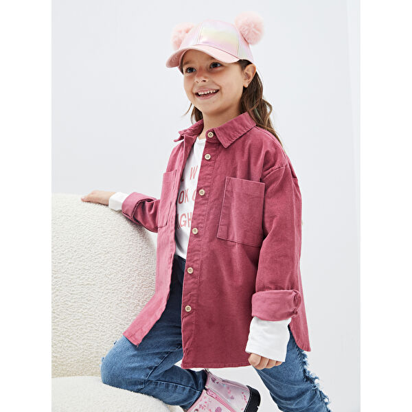 Basic Uzun Kollu Kadife Kız Çocuk Gömlek Ceket