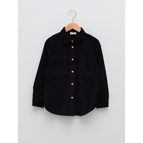 Basic Uzun Kollu Kadife Kız Çocuk Gömlek Ceket