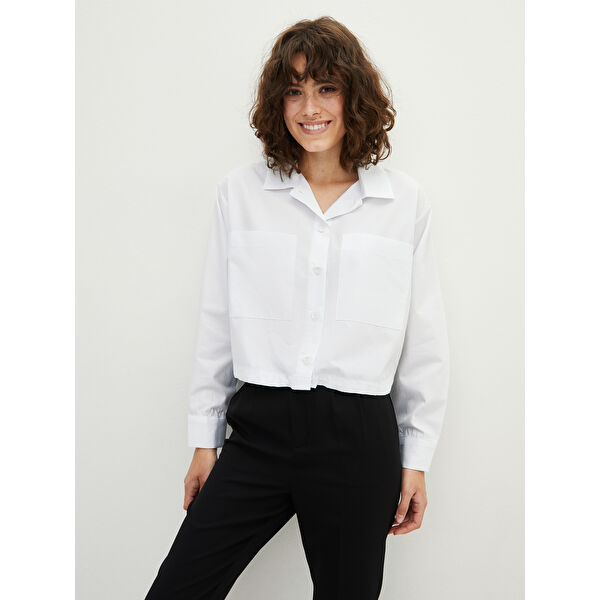 Önden Düğme Kapamalı Düz Uzun Kollu Kadın Gömlek Önden Düğme Kapamalı Düz Uzun Kollu Kadın Gömlek