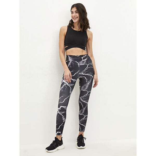 Beli Lastikli Desenli Kadın Tayt