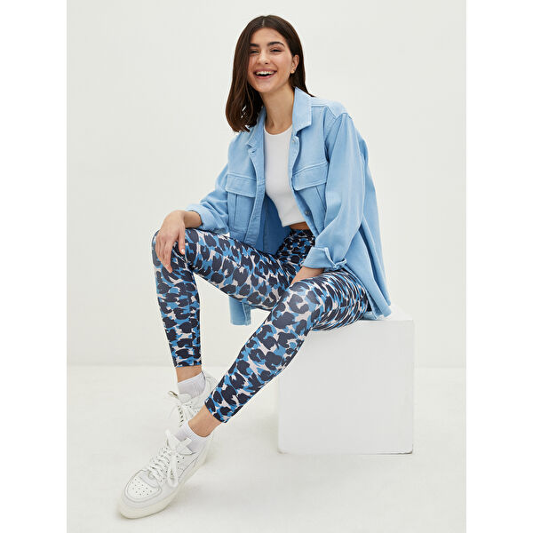 Beli Lastikli Desenli Kadın Tayt