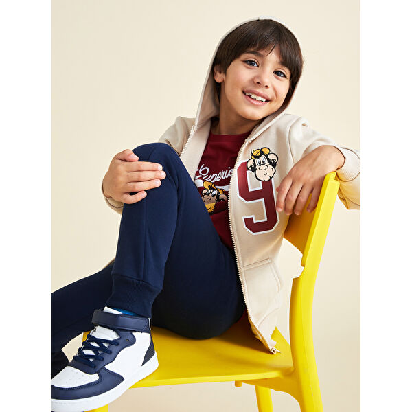 Kapüşonlu Nostaljik Maymun Baskılı Uzun Kollu Erkek Çocuk Fermuarlı Sweatshirt Kapüşonlu Nostaljik Maymun Baskılı Uzun Kollu Erkek Çocuk Fermuarlı Sweatshirt
